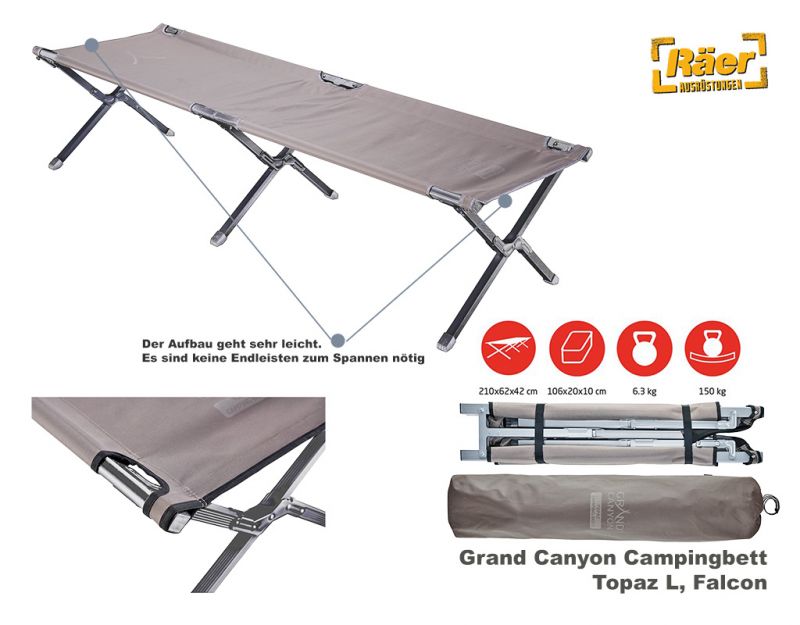 Grand Canyon Feldbett Topaz L, Spezial... A | grau | 210 cm lang ...